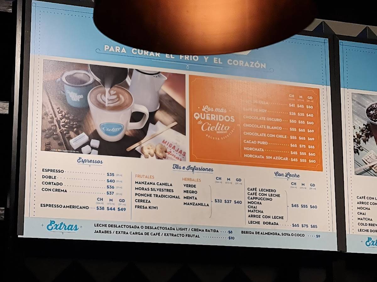 Carta del café Cielito Querido, Ciudad del México, Canal del Tezontle ...