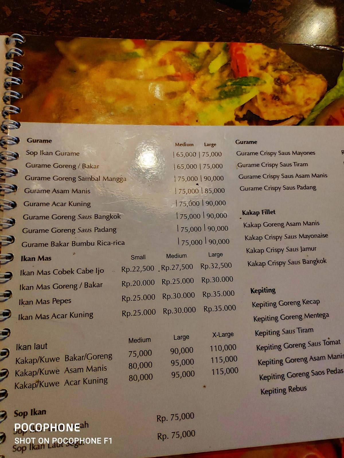 Menu at Sari Kuring Indah restaurant, Cilegon, Jl. Jend A Yani 35 RT 006/03