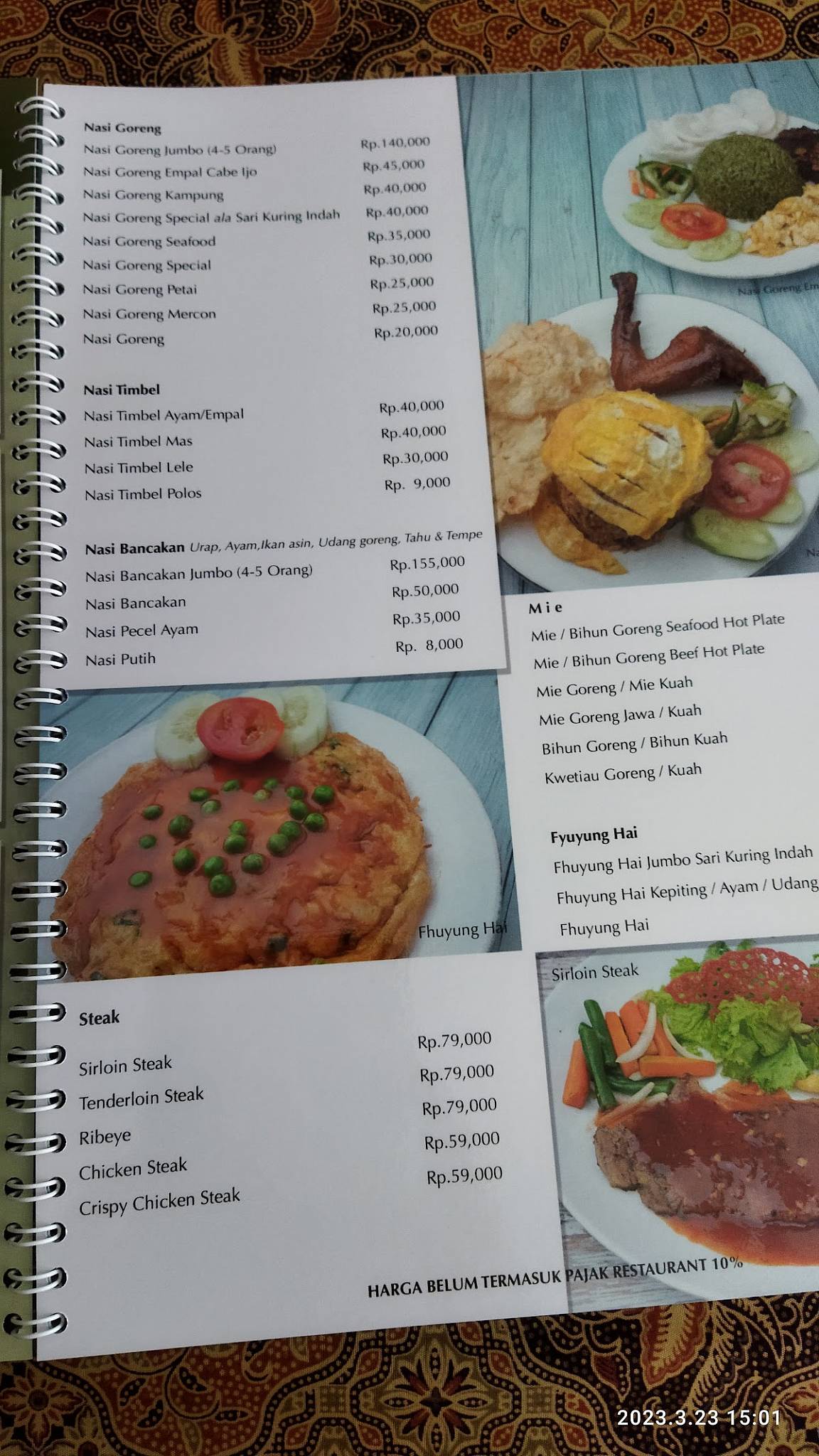 Menu at Sari Kuring Indah restaurant, Cilegon, Jl. Jend A Yani 35 RT 006/03