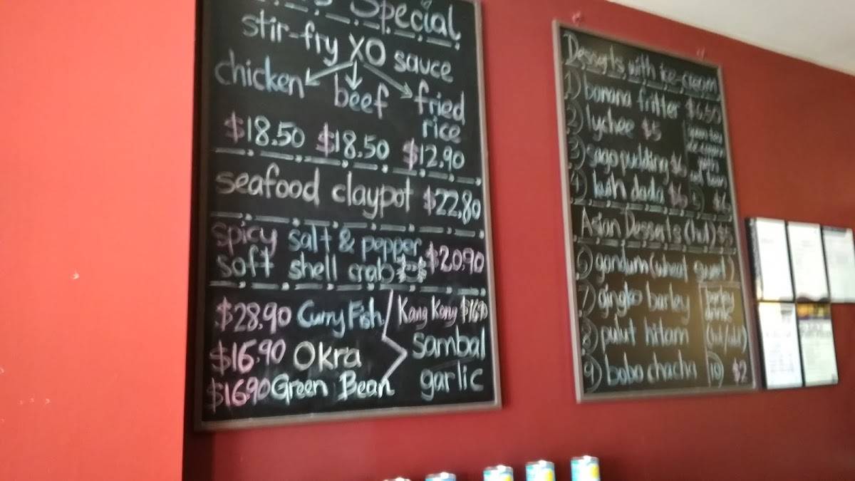 Menu at Cinta Raya Restaurant, Scoresby