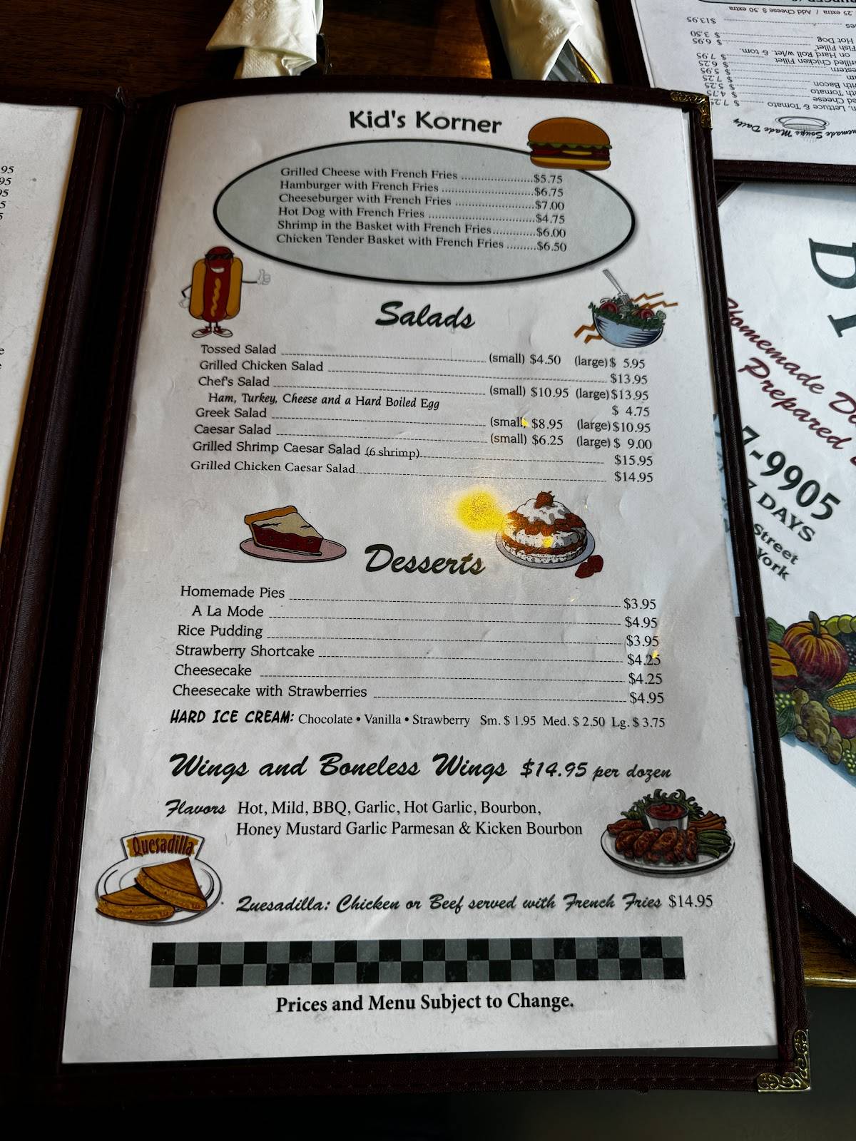 Menu at Circle E Diner pizzeria, Hancock