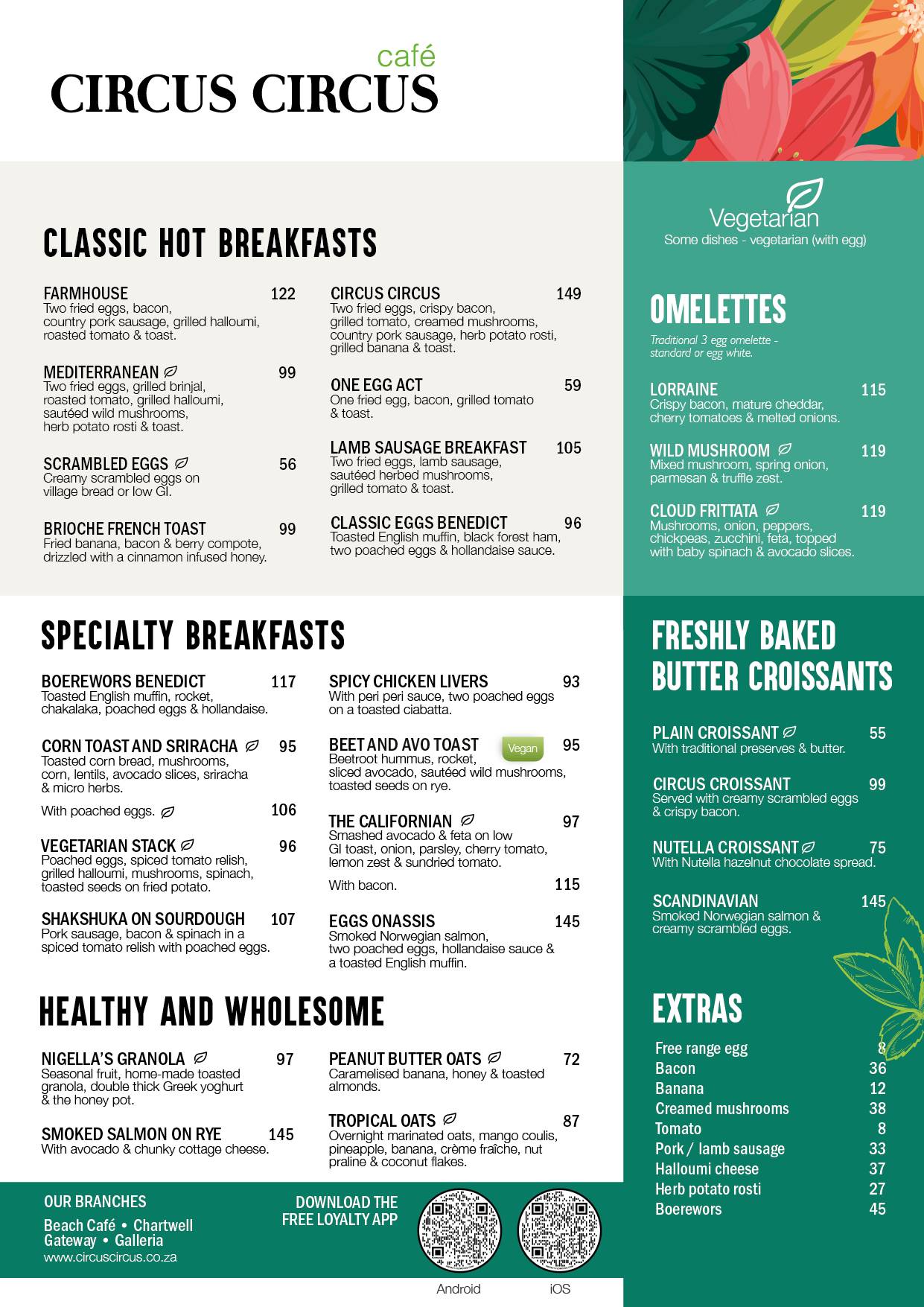Menu at Circus Circus Gateway restaurant, Durban North, Shop G020