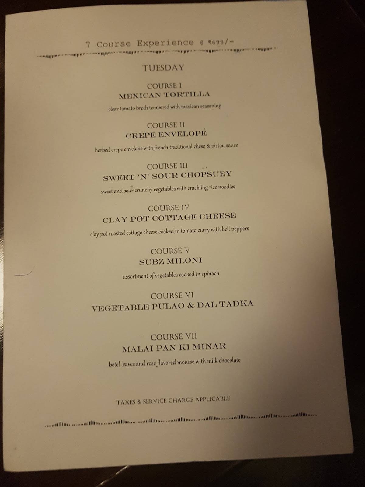 Menu at Classé - Veg Luxury Dining, Pune