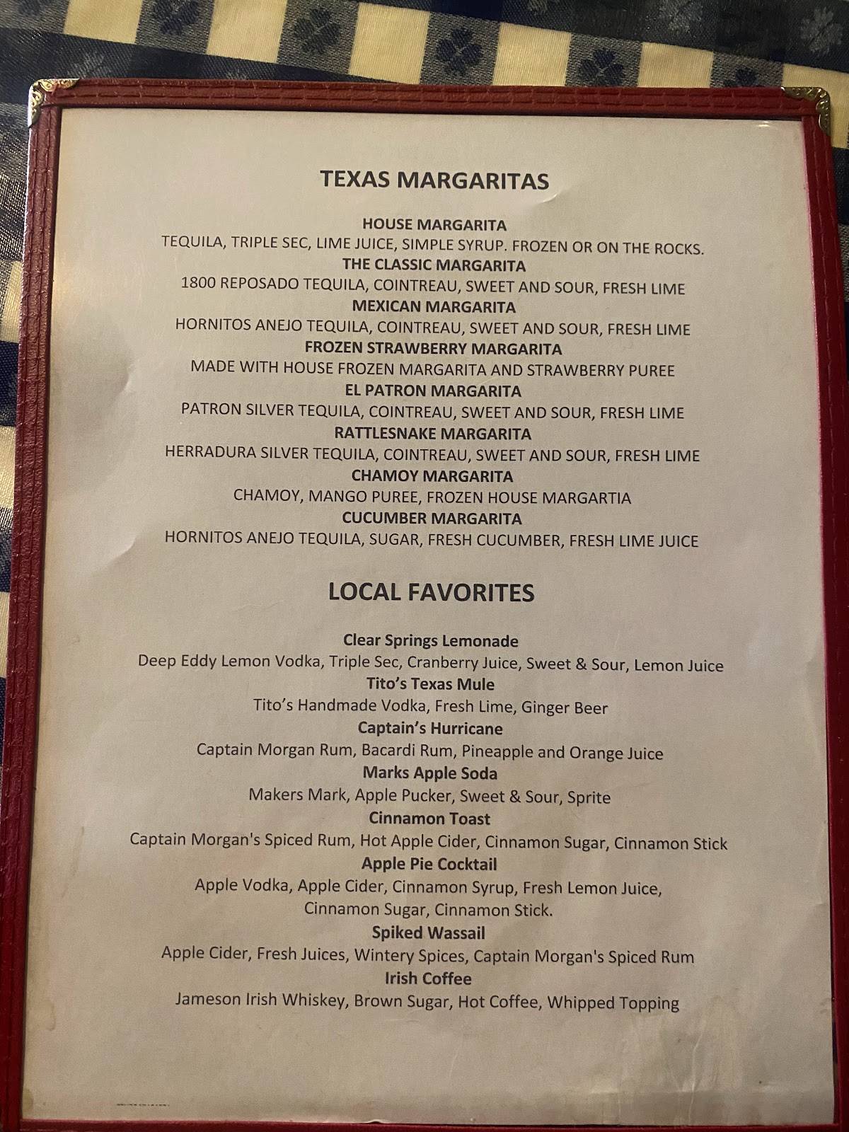 Menu at Clear Springs Restaurant, New Braunfels, TX-46