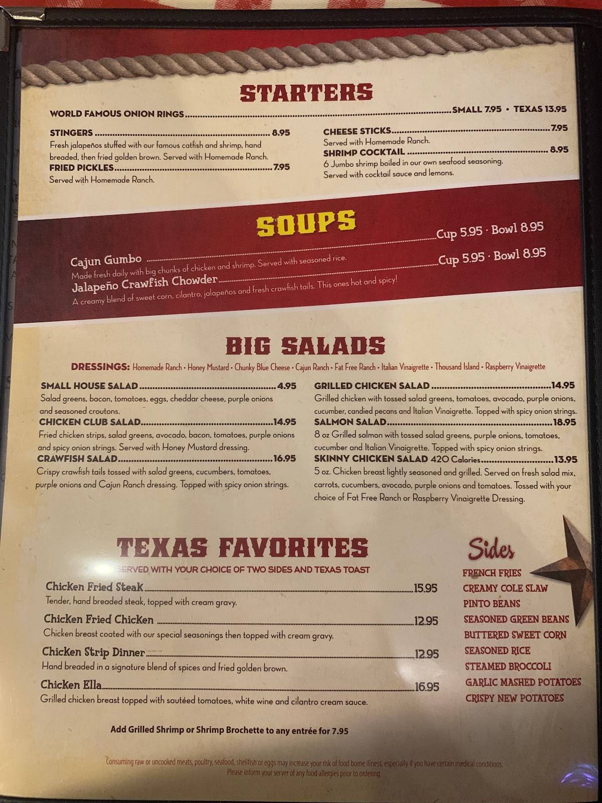 Menu at Clear Springs Restaurant, New Braunfels, TX-46