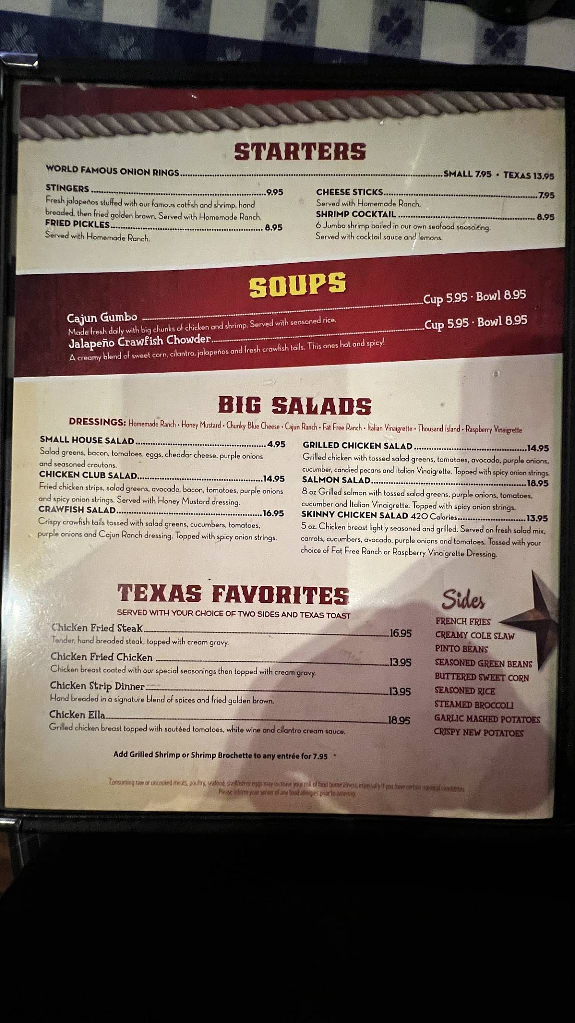 Menu at Clear Springs Restaurant, New Braunfels, TX-46