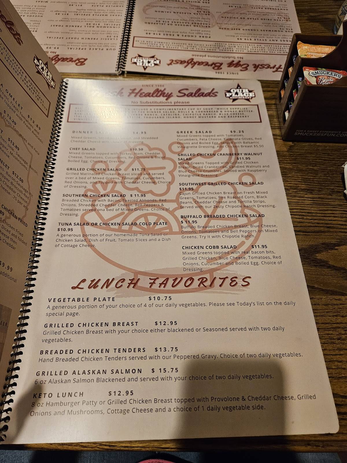 Menu at Our Place Restaurant, Cleburne