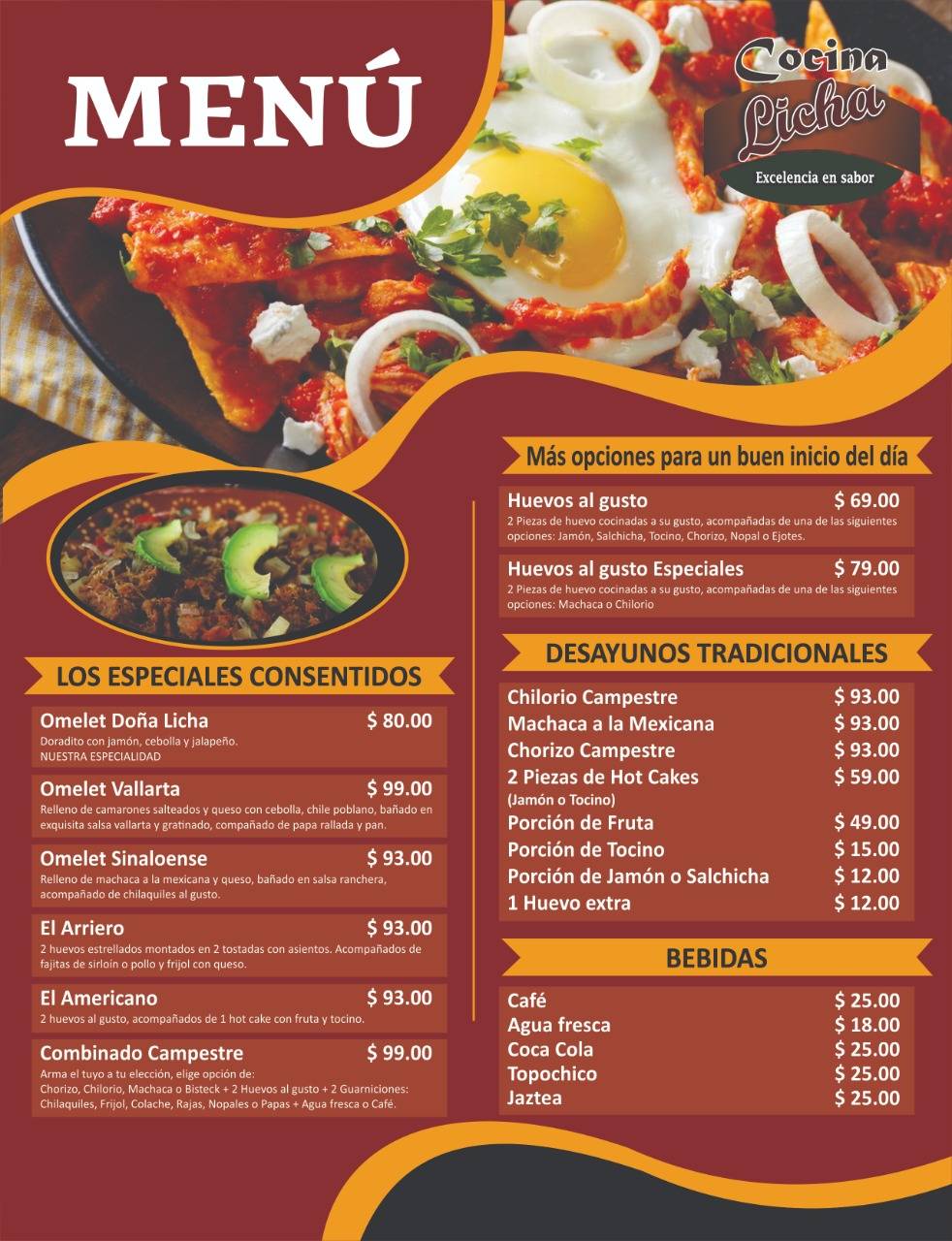 Carta del restaurante Cocina Doña Licha, Culiacán Rosales, De Las ...