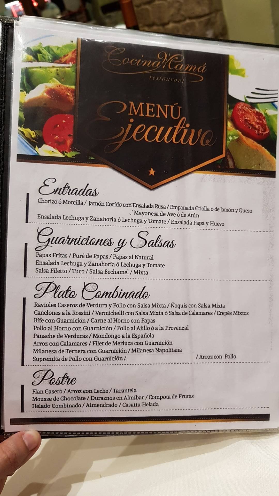 Carta del restaurante Cocina Mamá, Mar del Plata, Belgrano 2239