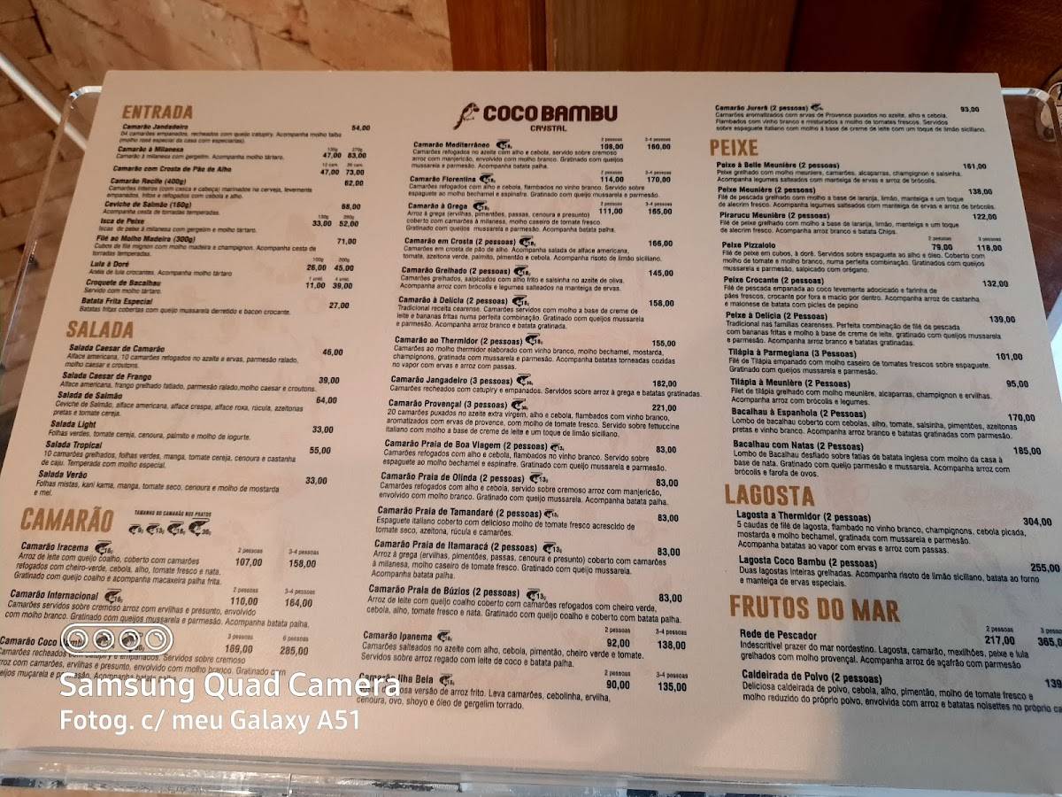 Menu em Coco Bambu Curitiba: Restaurante, Peixe, Camarão, Carnes ...