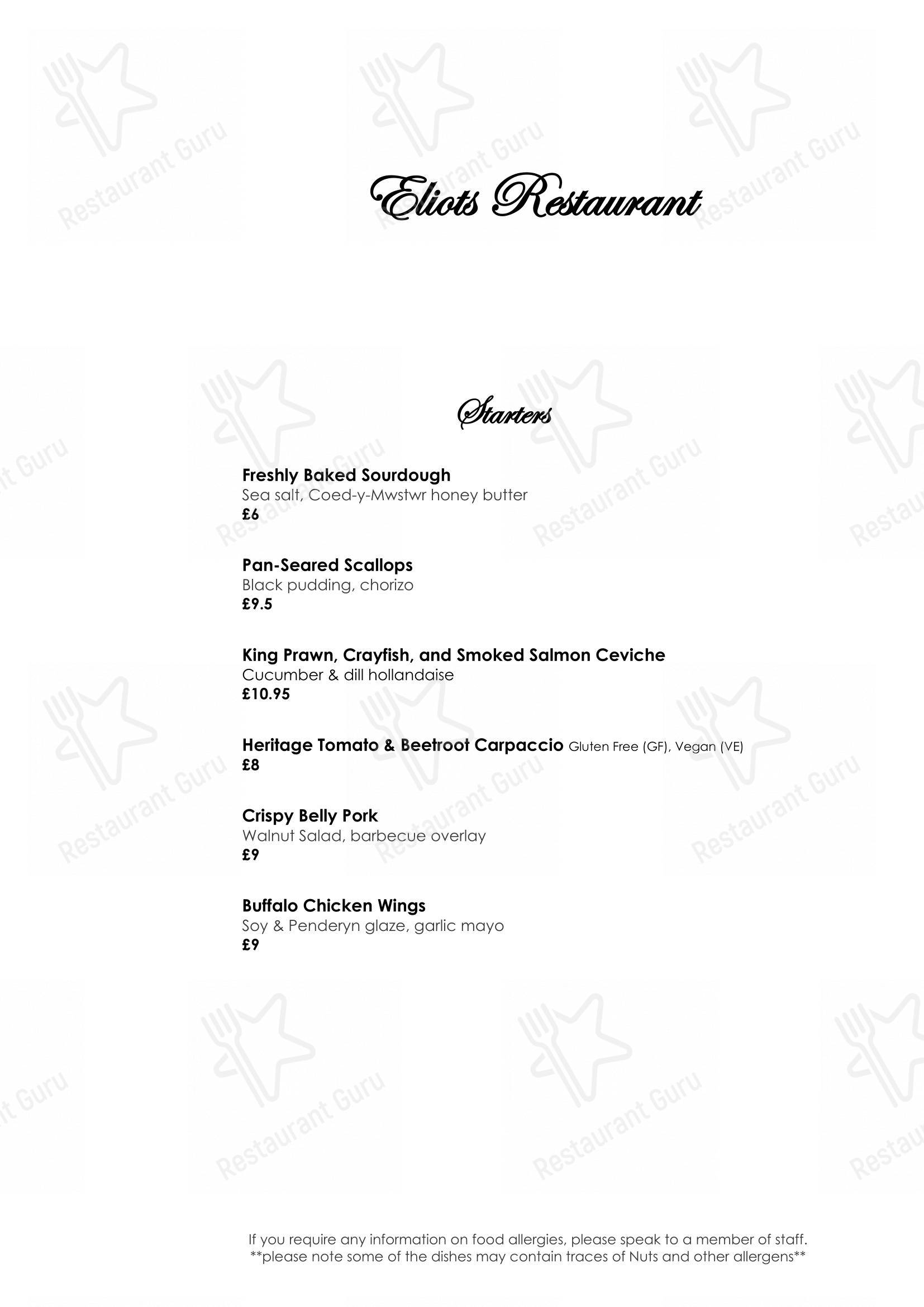 Menu at Coed-Y-Mwstwr Hotel restaurant, Bridgend