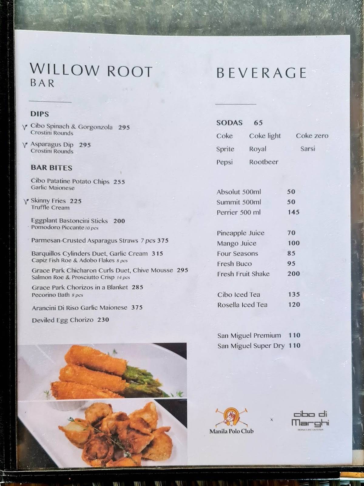 Menu at Cogon Village Manila Polo Club, Makati
