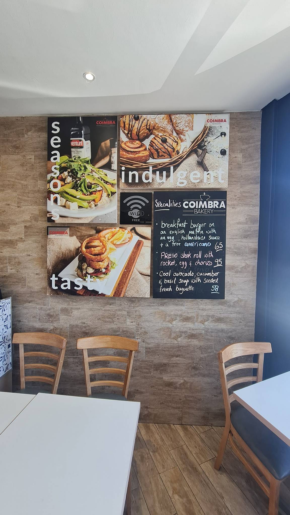 Menu at Coimbra Bakery, Cape Town
