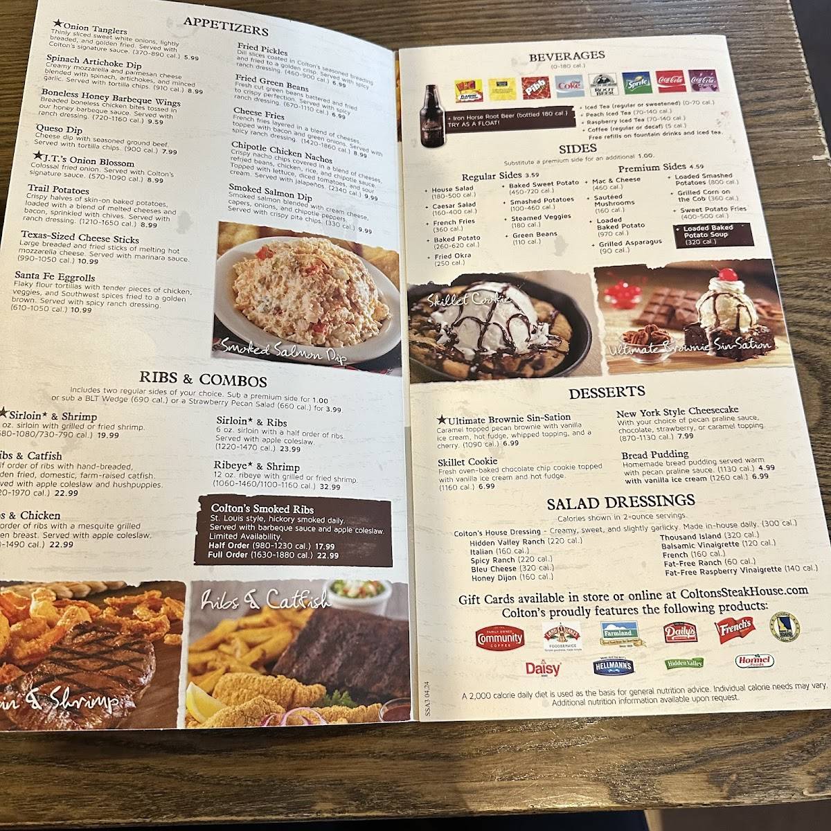 Menu at Colton's Steak House & Grill steakhouse, White Hall