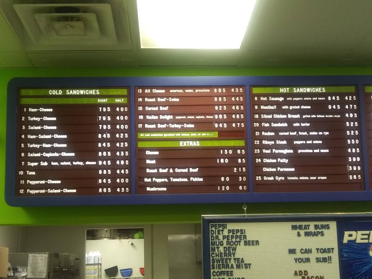Menu at The Sandwich Factory fast food, Columbiana, Village Plaza