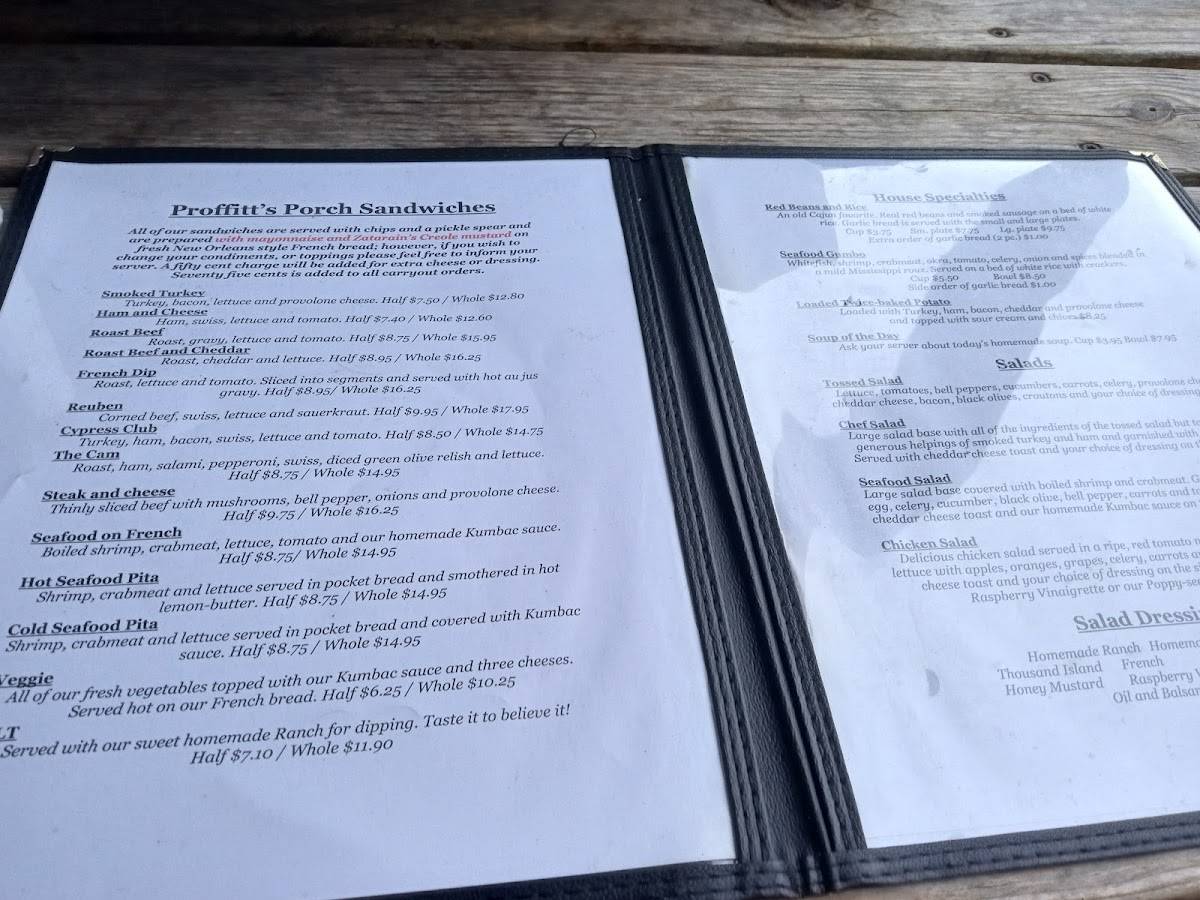 Menu at Proffitt's Porch desserts, Columbus, Officers Lake Rd