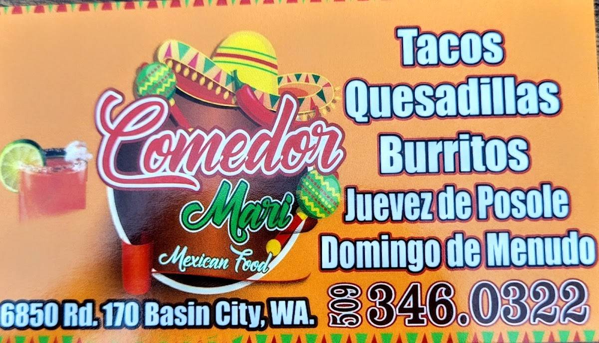 Carta del restaurante Comedor Mari, Basin City