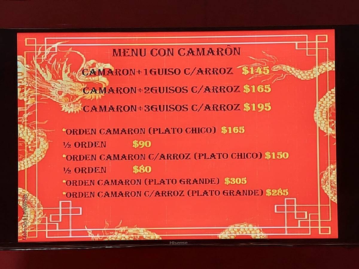 Carta del restaurante Comida China Feilong, Monterrey