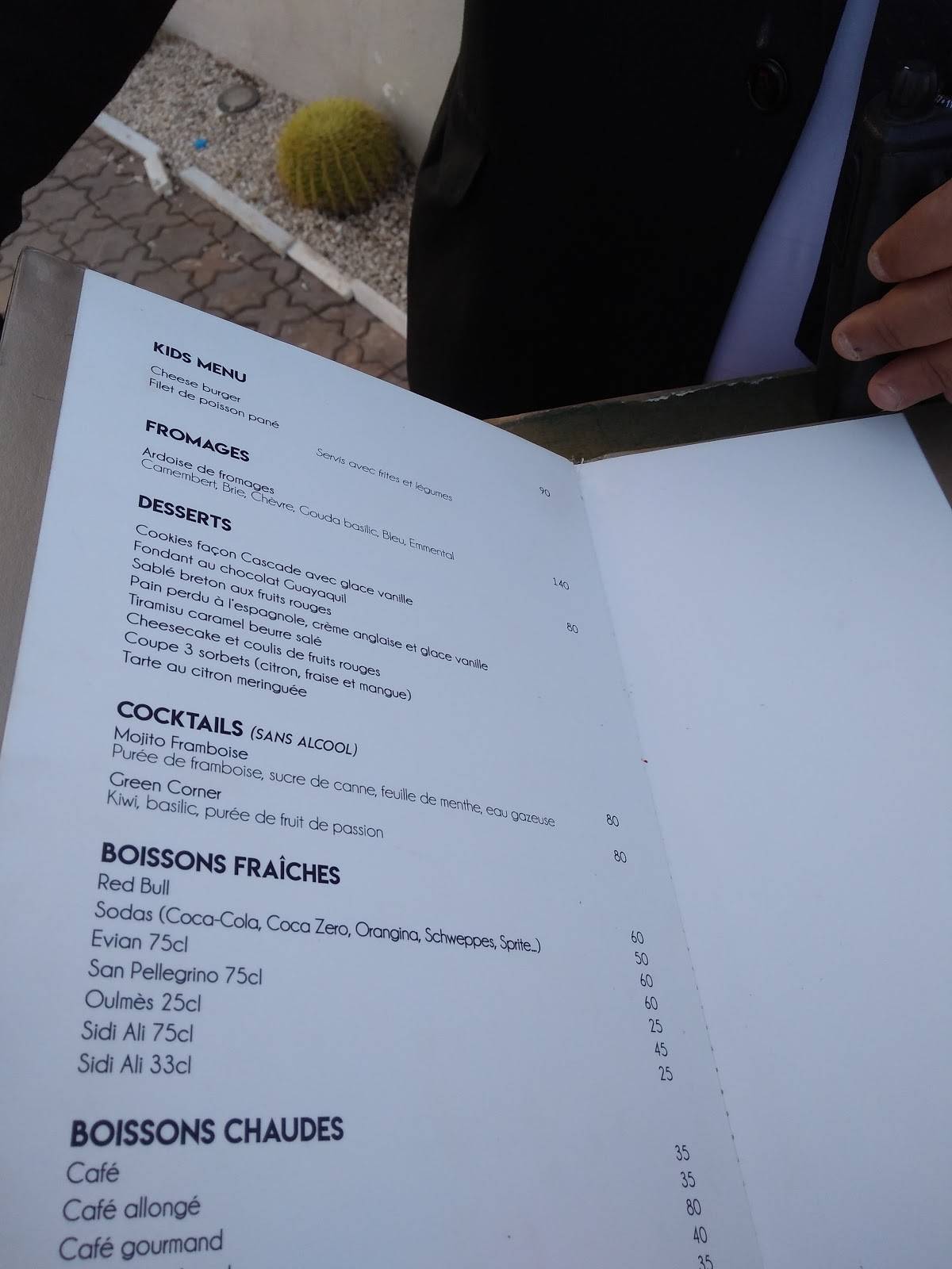 Menu au Complexe La Cascade restaurant, Casablanca