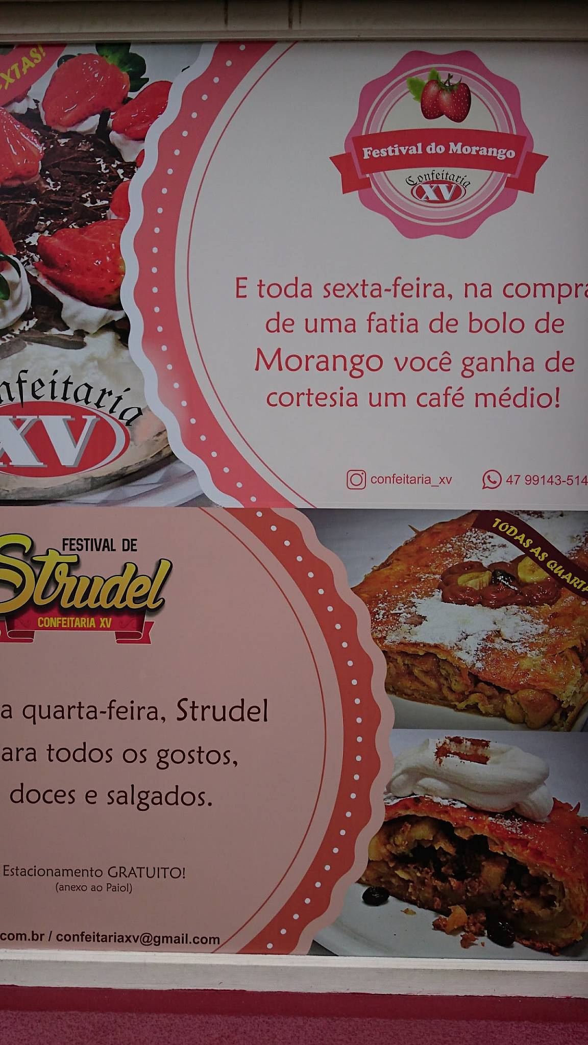 Menu em Confeitaria XV sobremesas, Joinville, R. Visc. de Taunay
