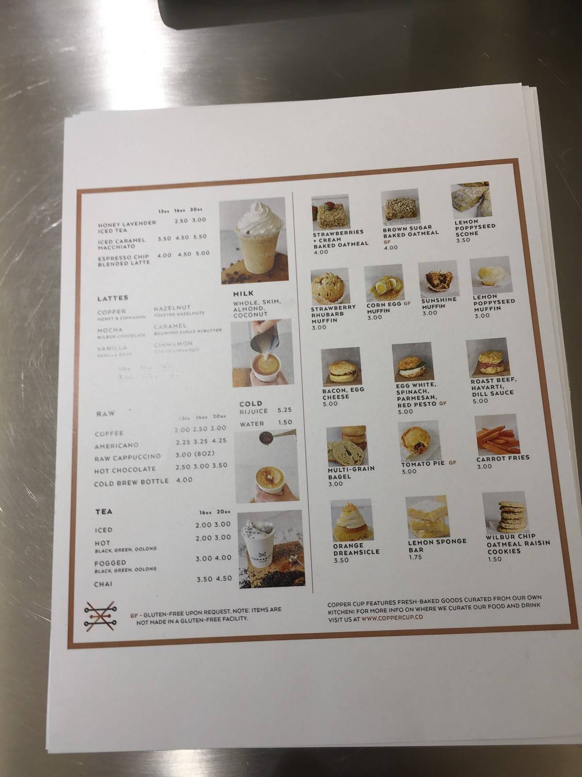 Menu at Copper Cup desserts, Brickerville