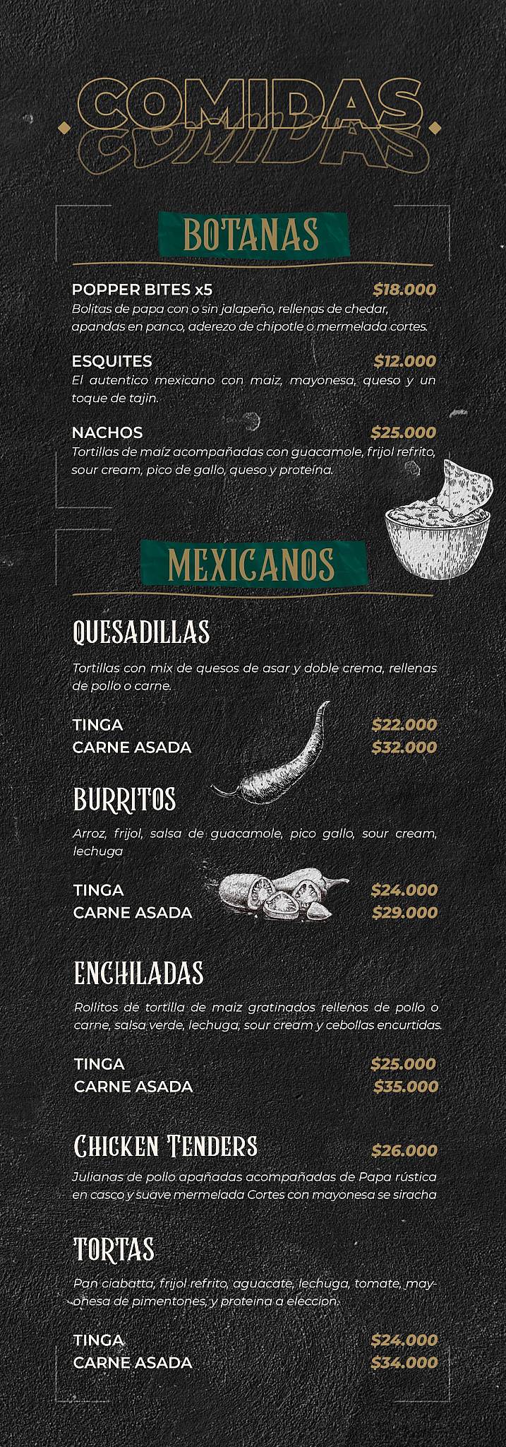 Carta de Cortés Restaurante/bar, Ibagué