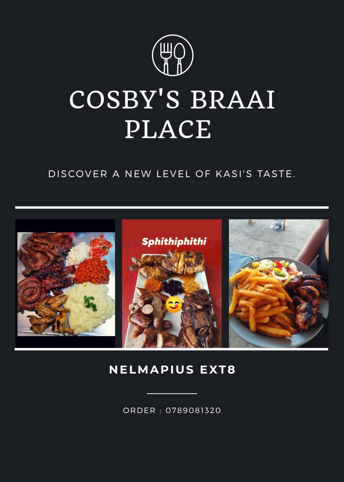 Menu au Cosby's braai place restaurant, Pretoria