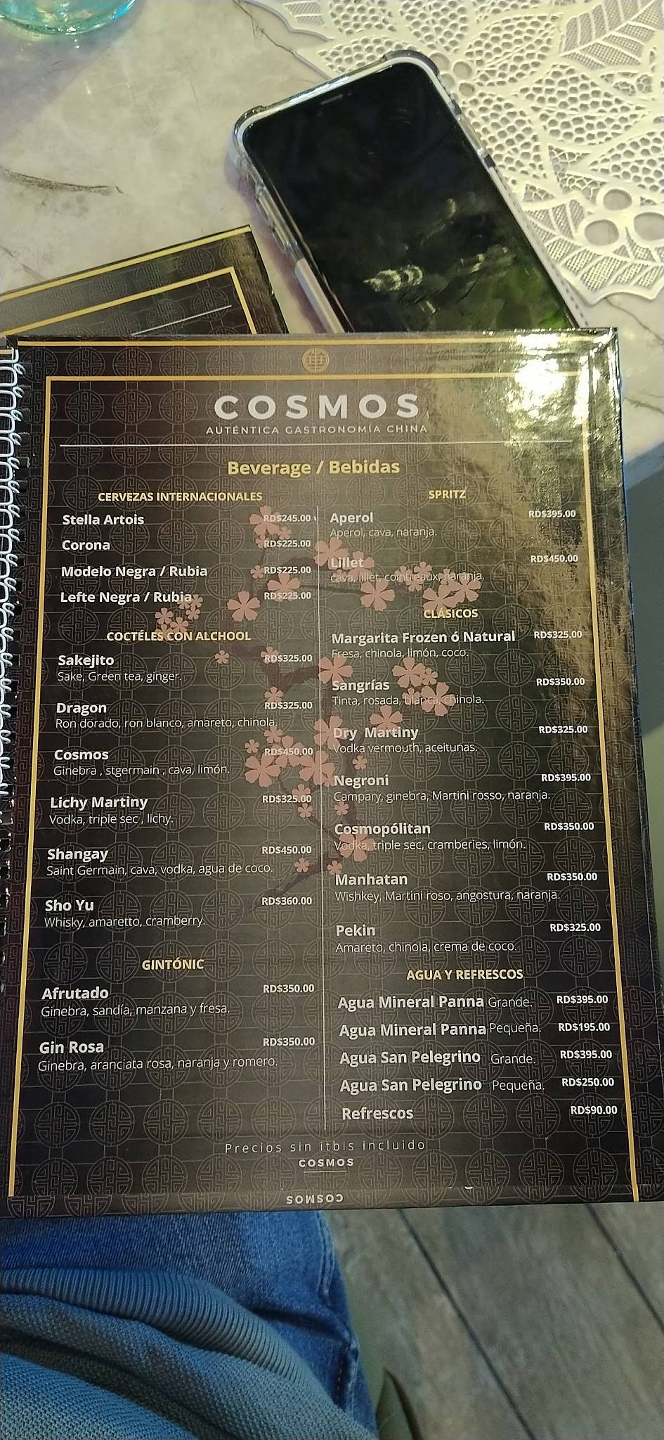 Menu at Cosmos Restaurante, Santo Domingo