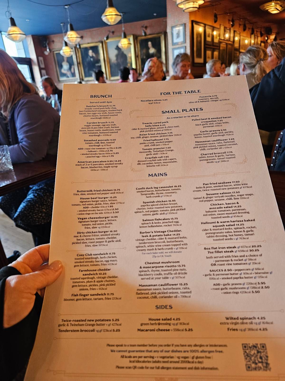 Menu at Cosy Club, Portsmouth
