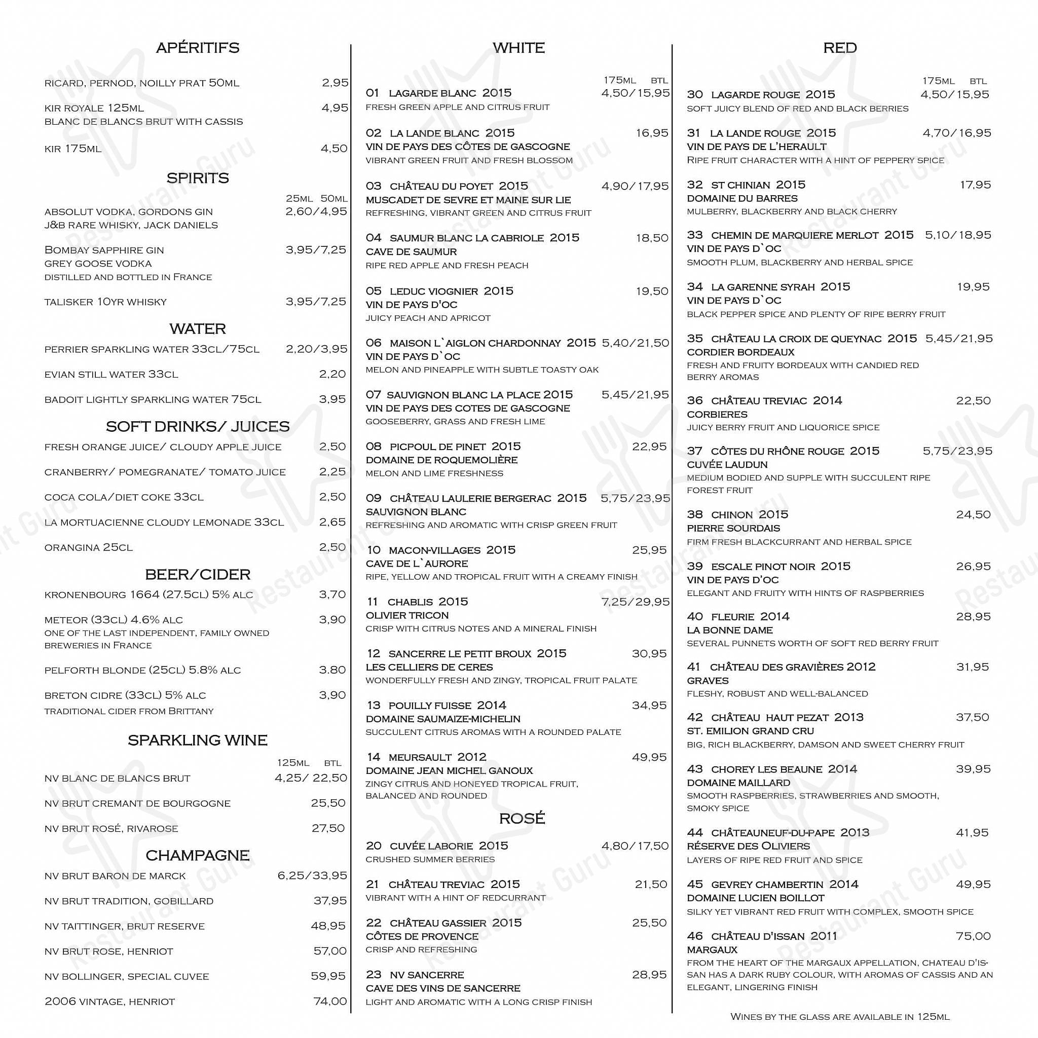 Menu at Côte Liverpool restaurant, Liverpool