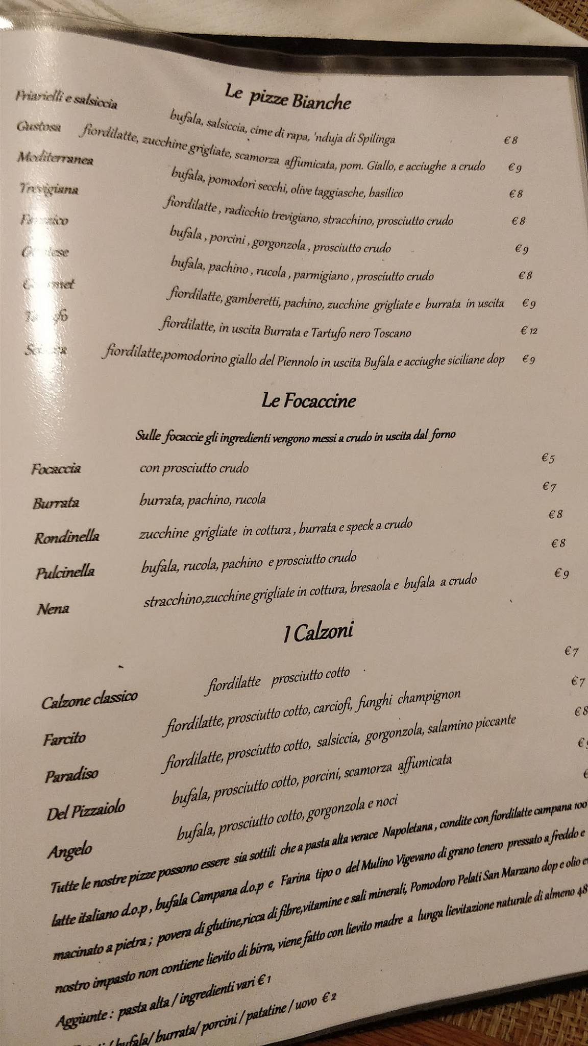 Menu au Cotta a Puntino Pizzeria Ristorante, Florence, Via Guido Biagi