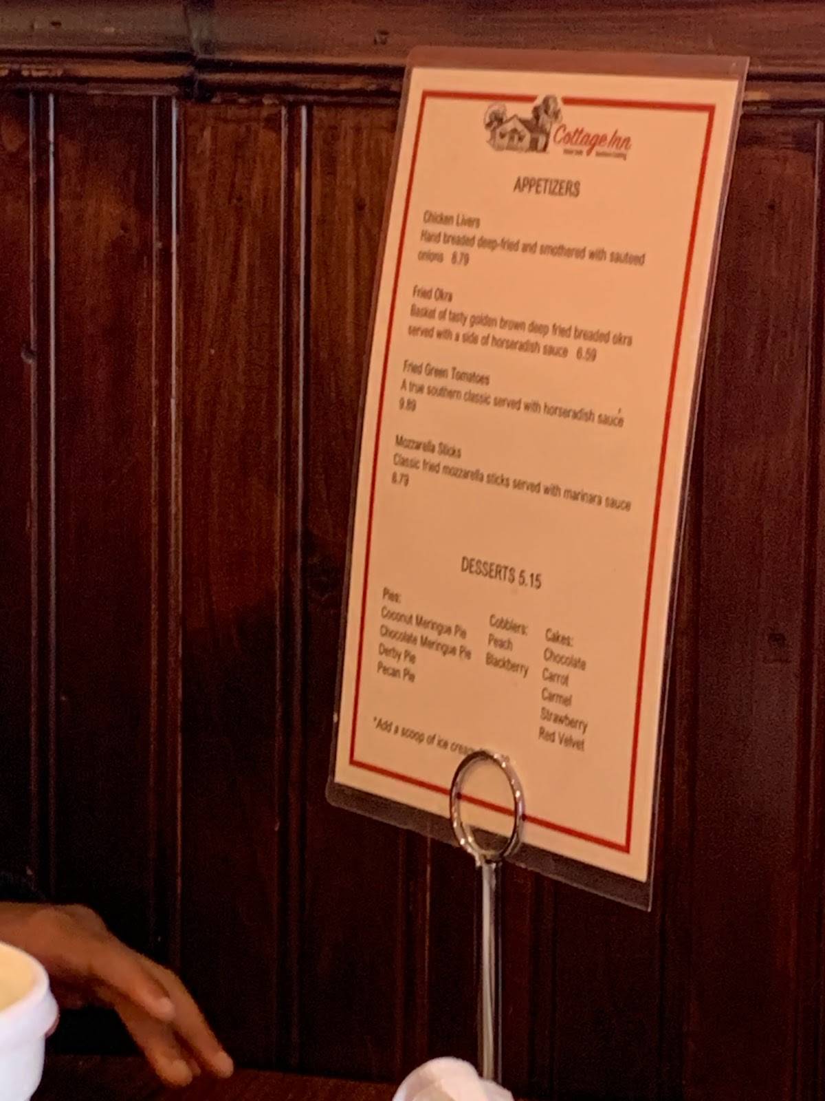 Menu at Cottage Inn restaurant, Louisville, 570 Eastern Pkwy
