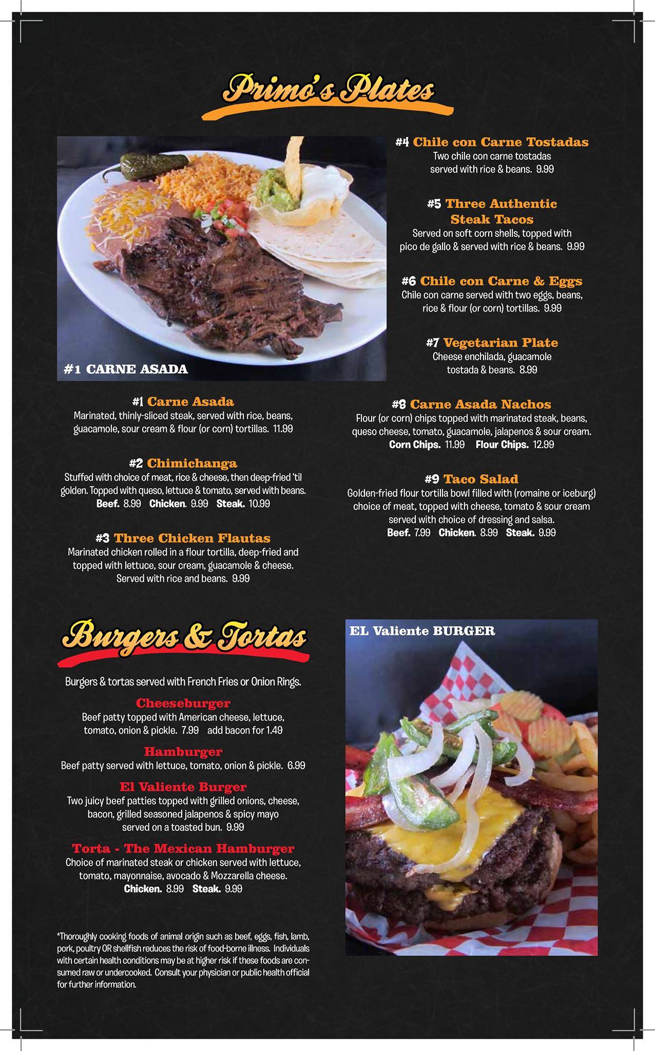Menu at Primo's Modern Mexican -CB pub & bar, Council Bluffs