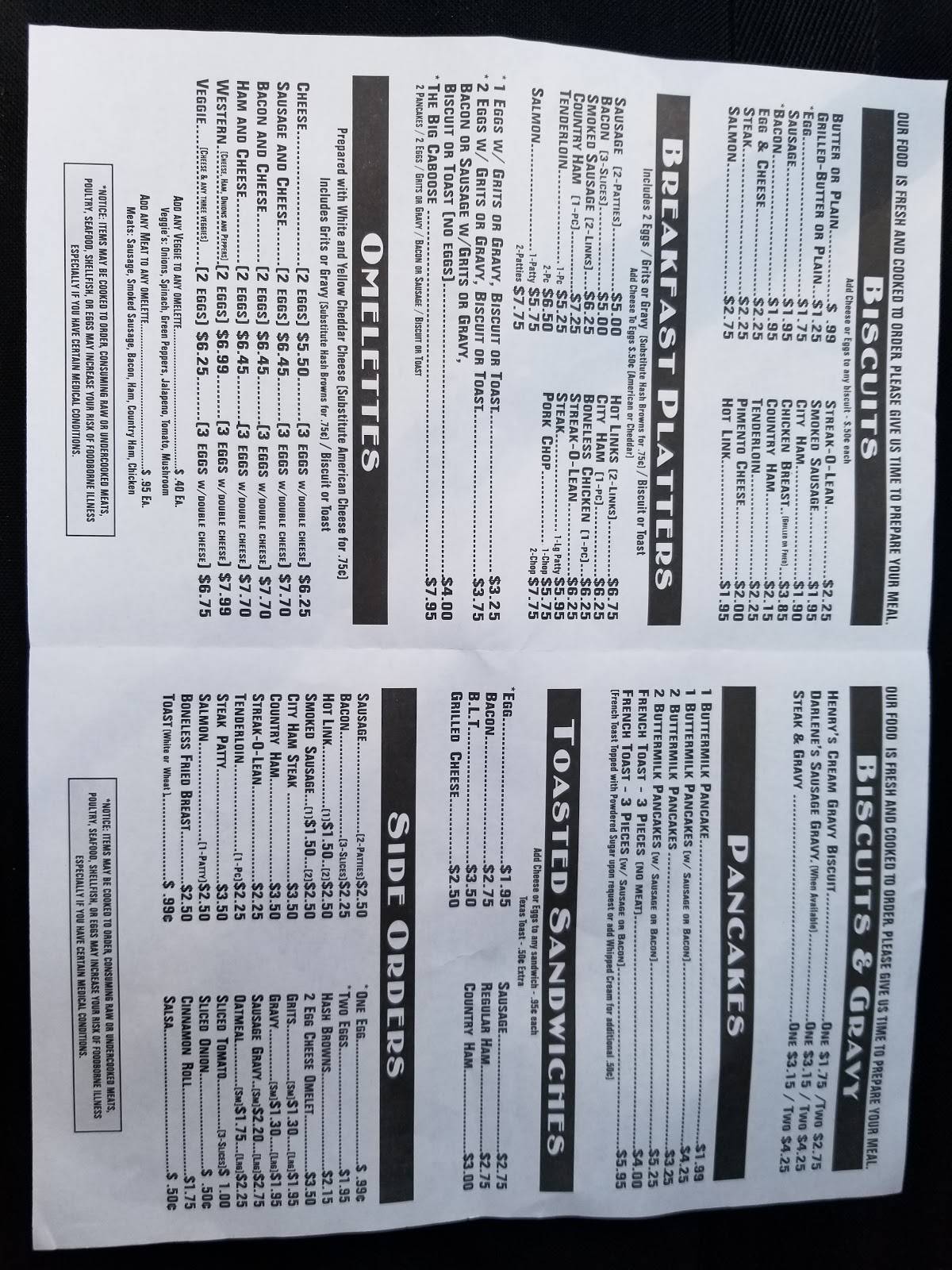 Menu at Country Cooking Depot restaurant, Stockbridge