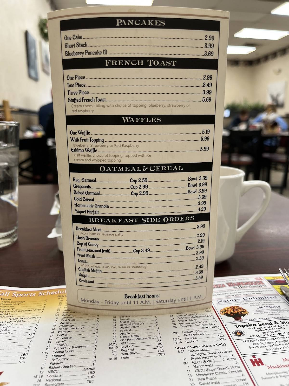 Menu at Country Corral Restaurant, Shipshewana