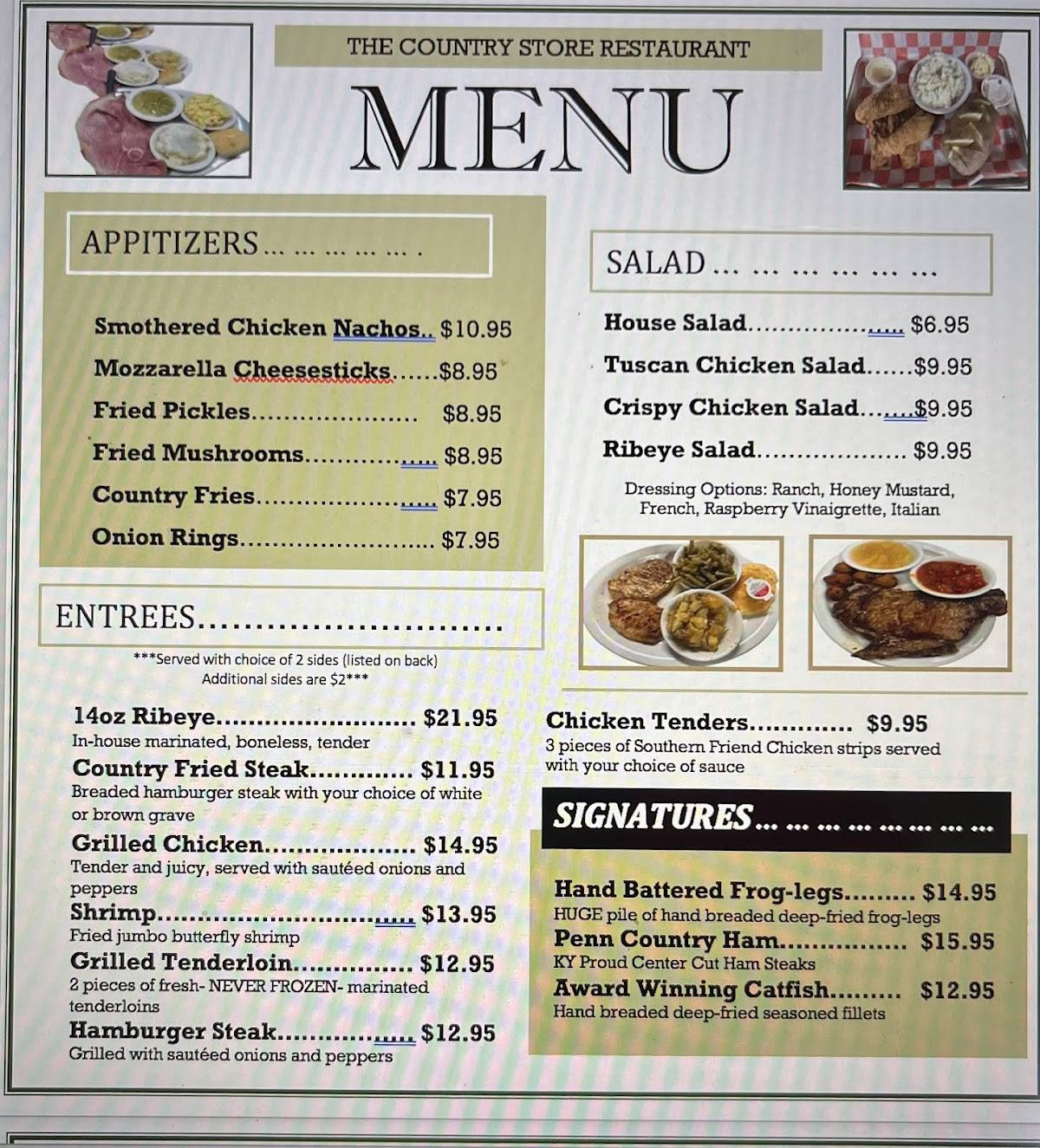 Menu at Country Store restaurant, Bradfordsville, 205 W Main St