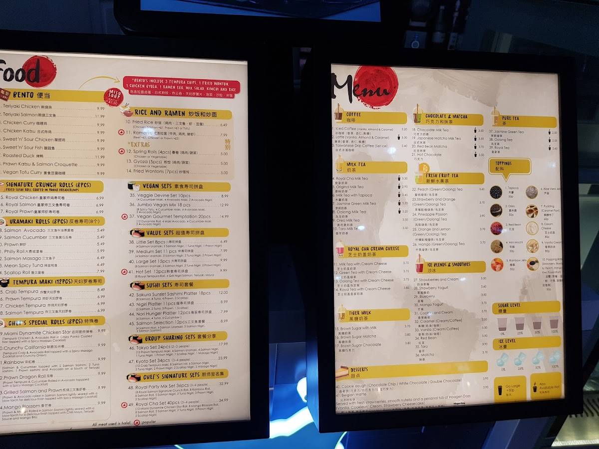 Carta del restaurante Royal Cha, Coventry
