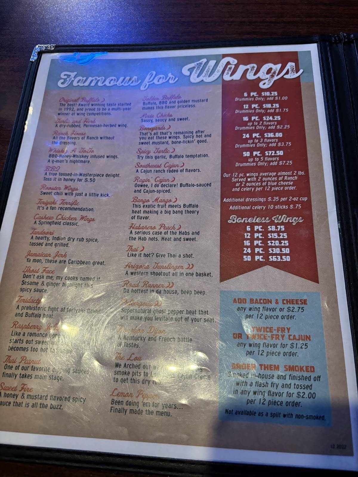 Menu at Coyote's Adobe Café restaurant, Springfield