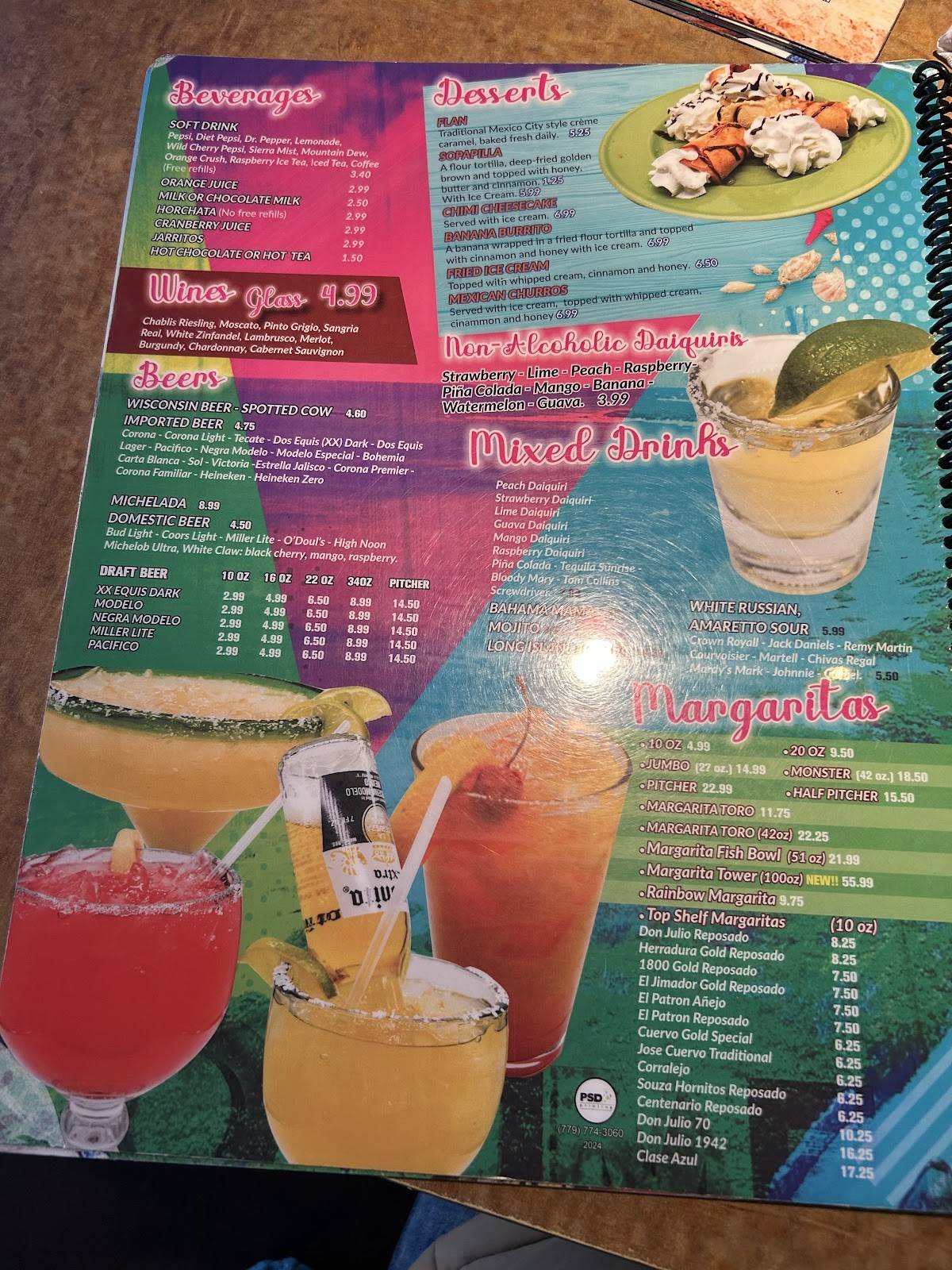 Menu at Cozumel Mexican Restaurant, Oak Creek