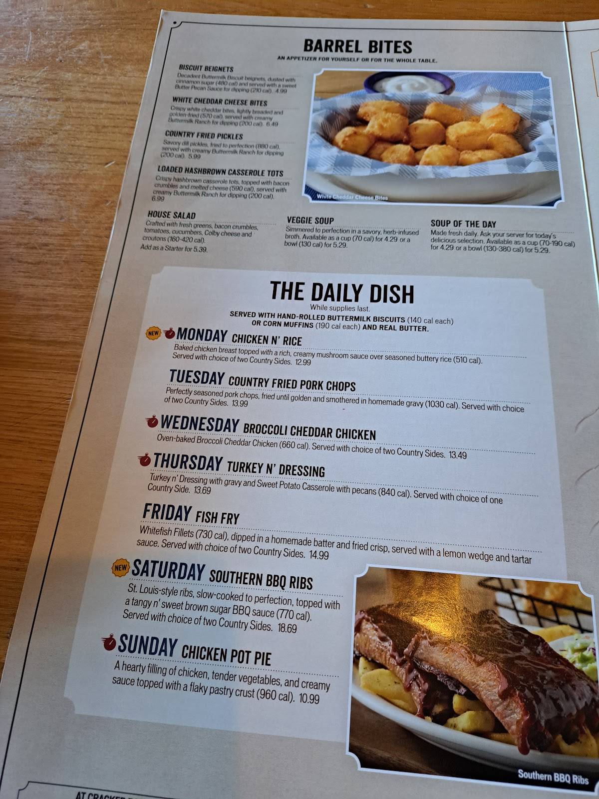 Menu at Cracker Barrel Old Country Store, Southern Pines