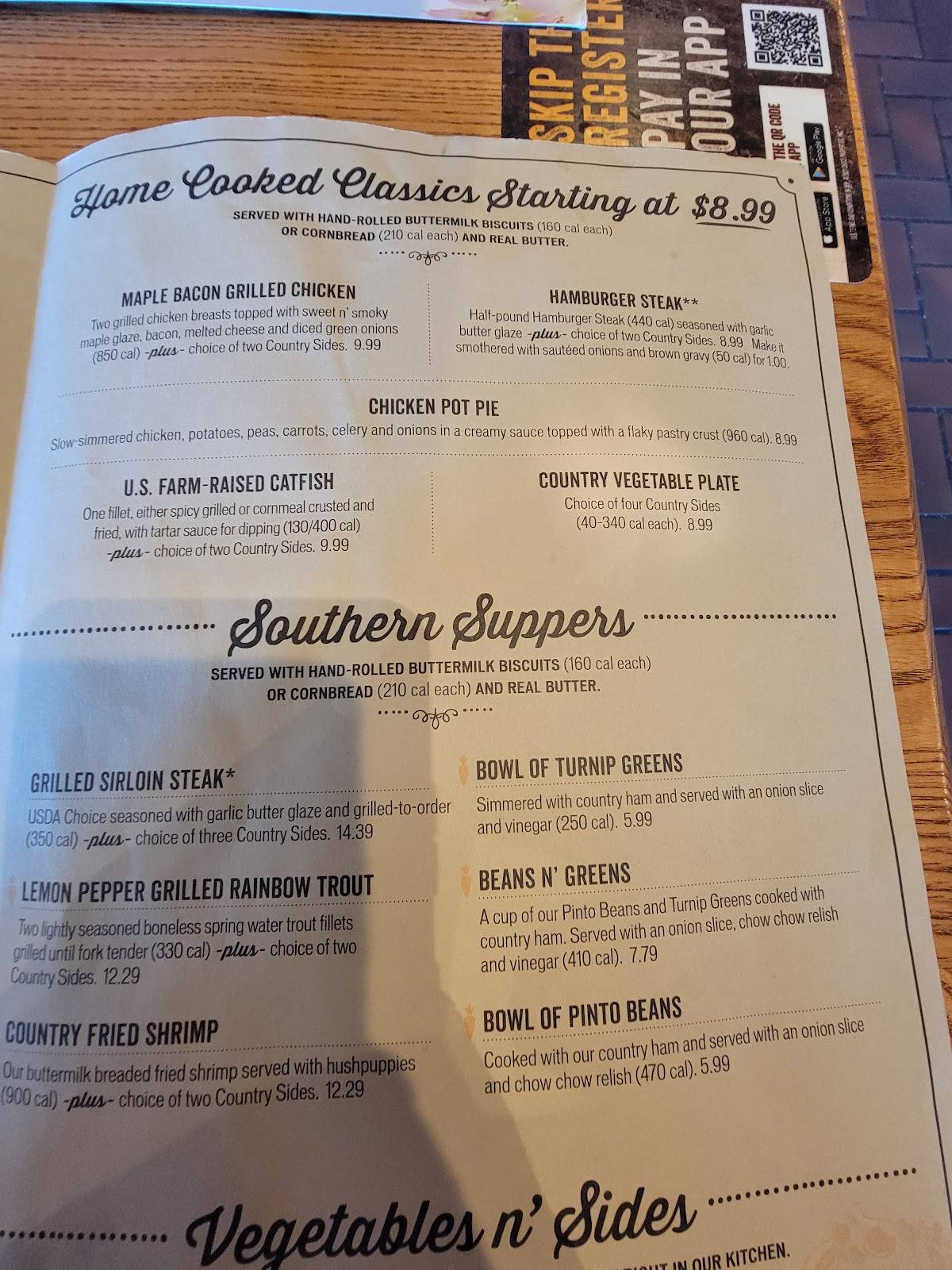 Menu at Cracker Barrel Old Country Store, Jonesville