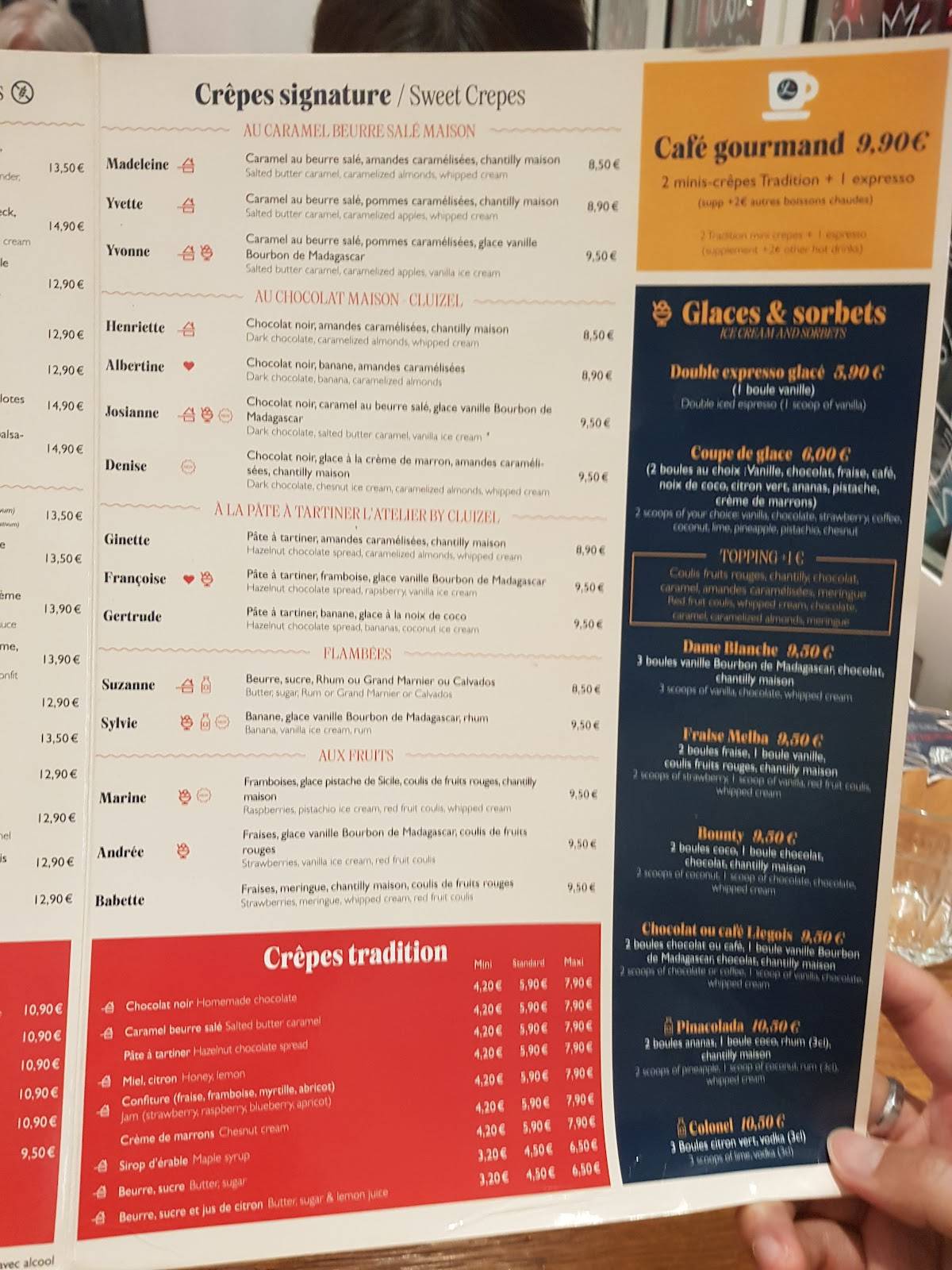 Menu at Crêperie - L'Atelier Artisan Crêpier - Mabillon restaurant ...