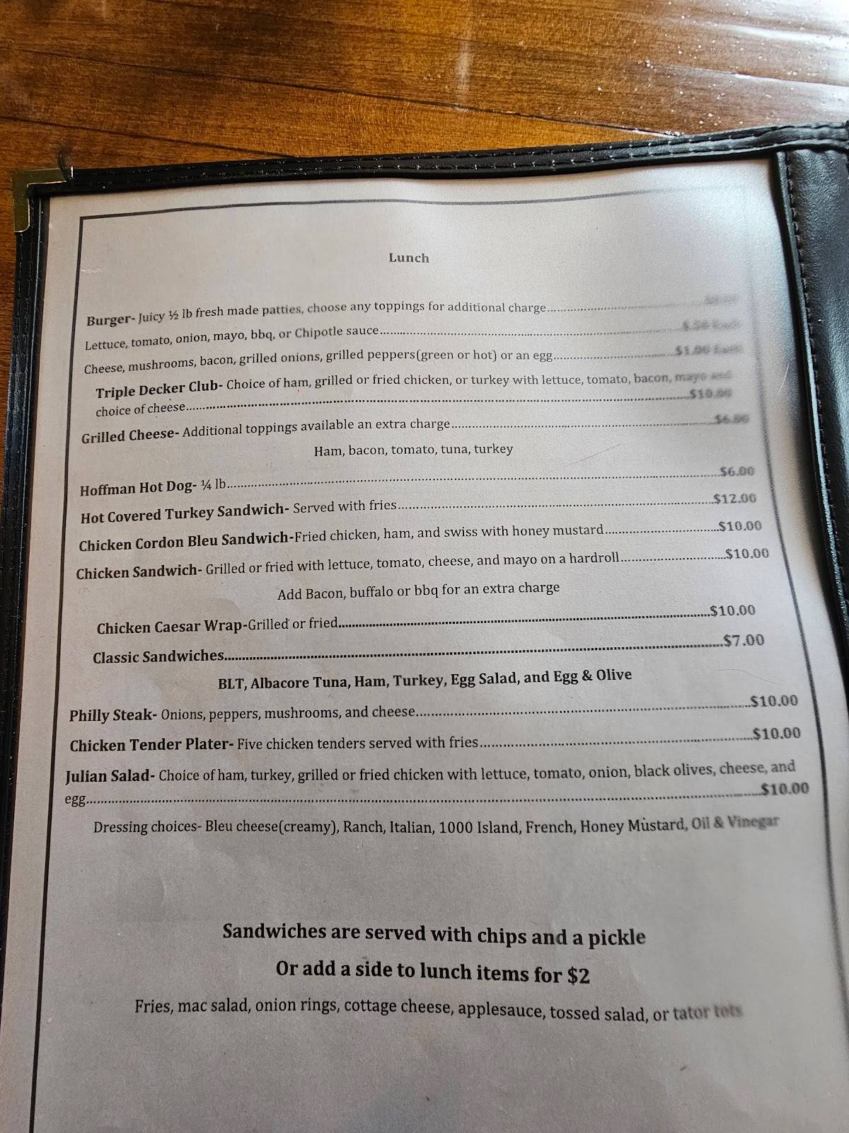 Menu at The Red Rooster Diner restaurant, Croghan