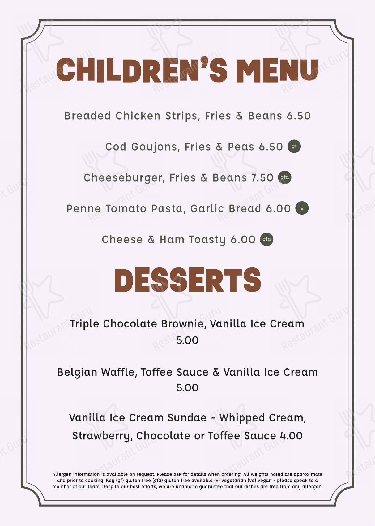 Menu at Cross Foxes Erbistock pub & bar, Overton, Erbistock
