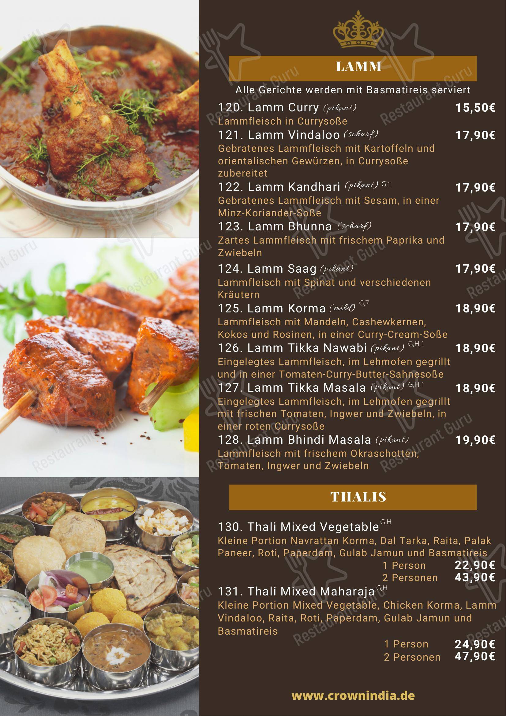 Speisekarte von Crown of India Eschborn restaurant, Eschborn
