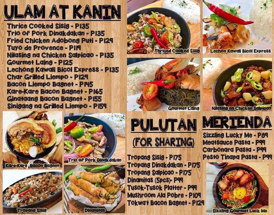 Menu at Cuadrado pub & bar, Tarlac City