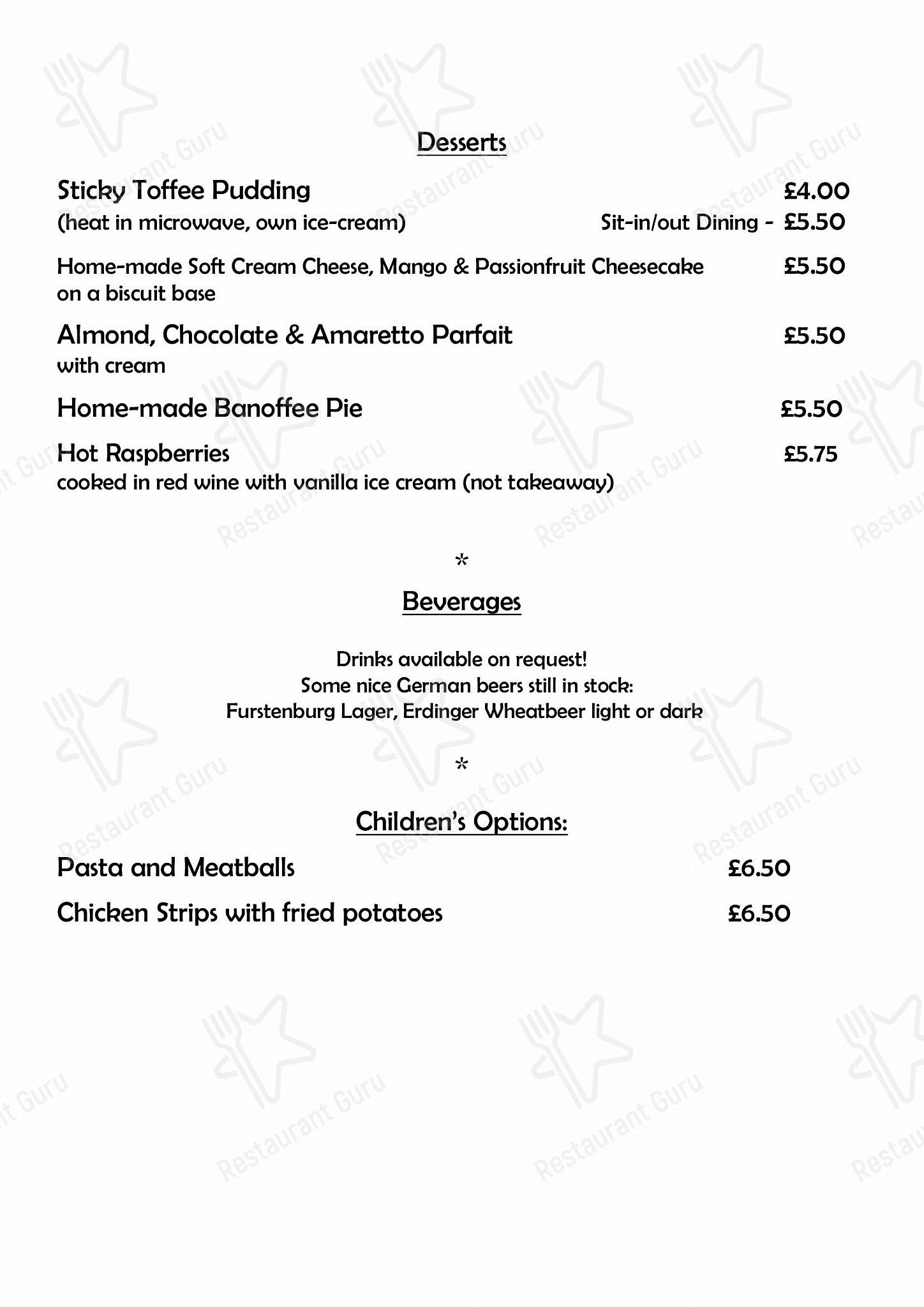 Menu at The Courtyard restaurant, Cupar