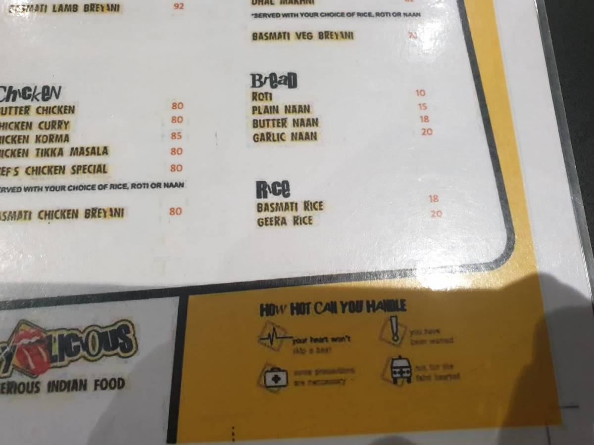 Menu at Currylicious restaurant, Randburg, Currylicious
