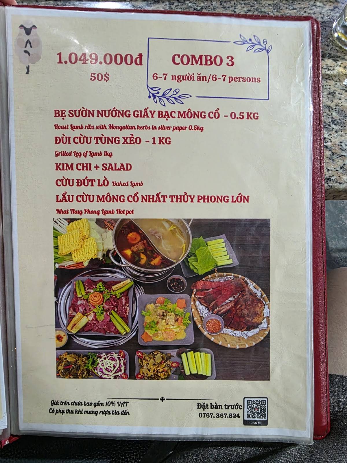 Menu at Cừu nướng Nhất Thủy Phong restaurant, Ho Chi Minh City
