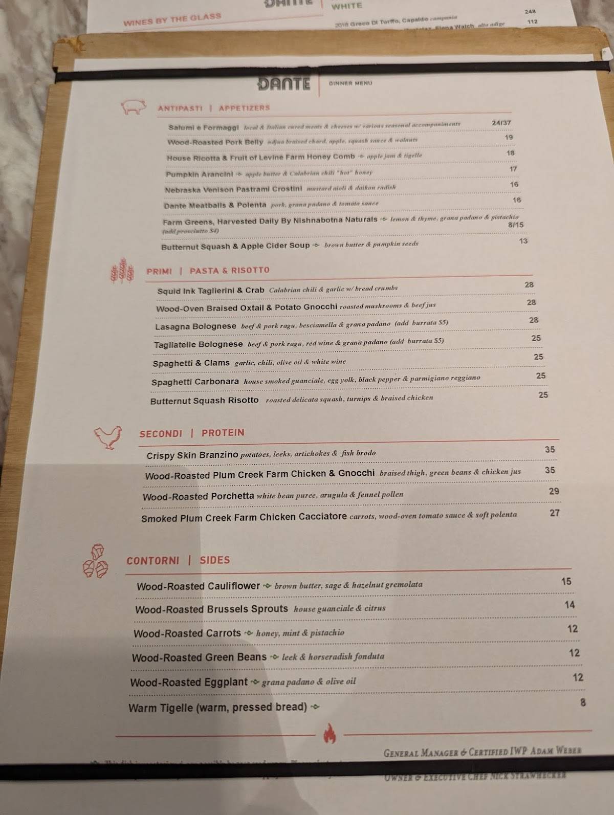 Menu at DANTE pub & bar, Omaha